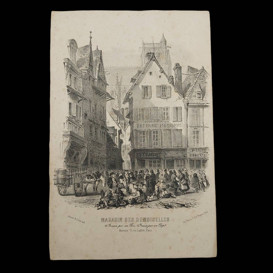 Antique Lithograph Print of the Old City of Paris in the 1800s With ...