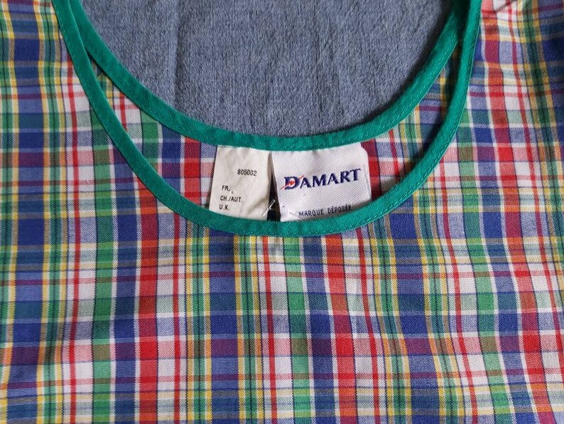 French Vintage Pinny Apron Checked Fabric Damart Size S - Etsy