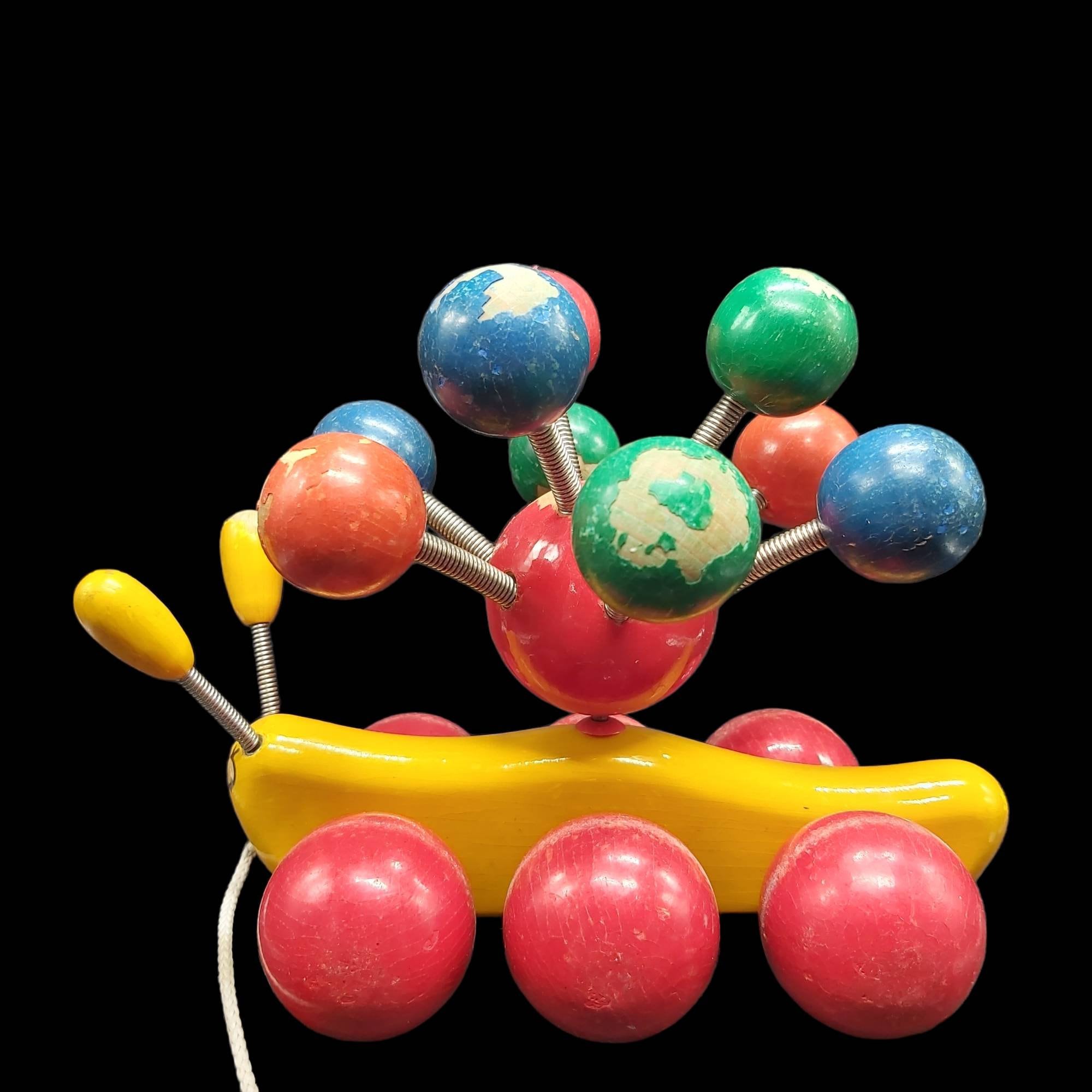 Vintage Caterpillar Pull Toy With String Solid Lacquer - Etsy