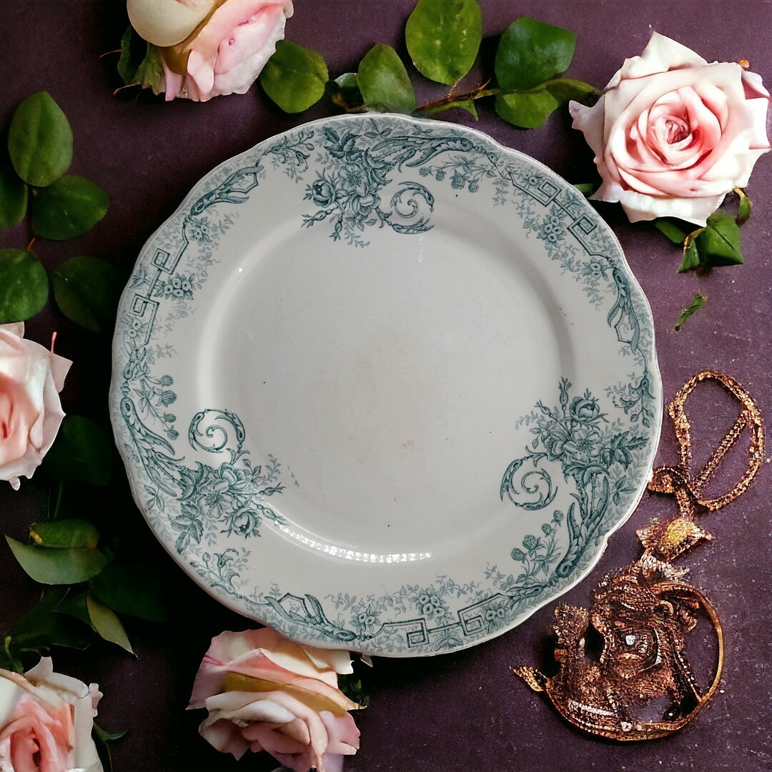 Antique French Imperiale & Royale Nimy Ironstone Flat Plate Multiflore ...