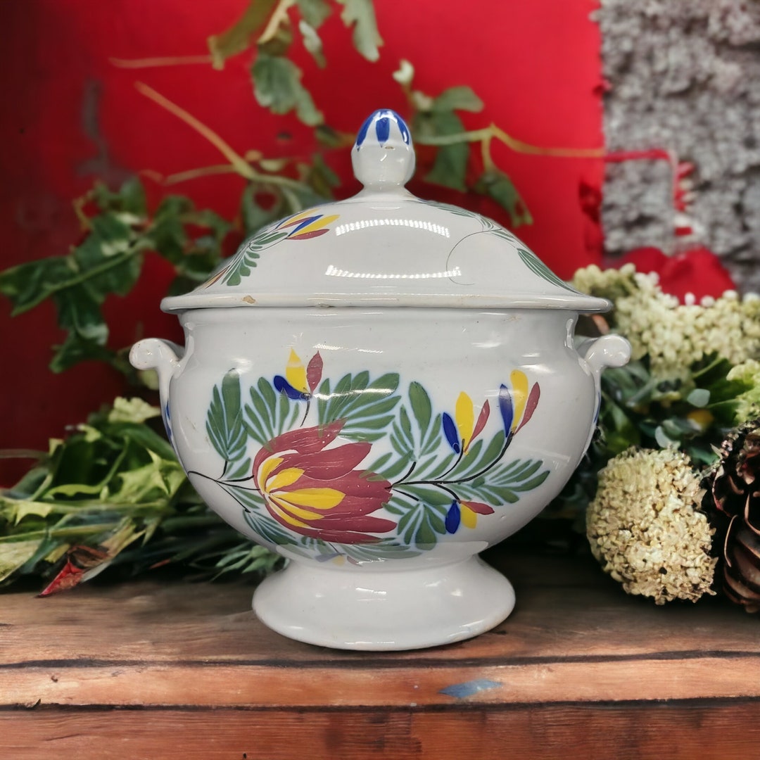Antique French Country Handmade Luneville Soupiére Soup Server Tureen ...