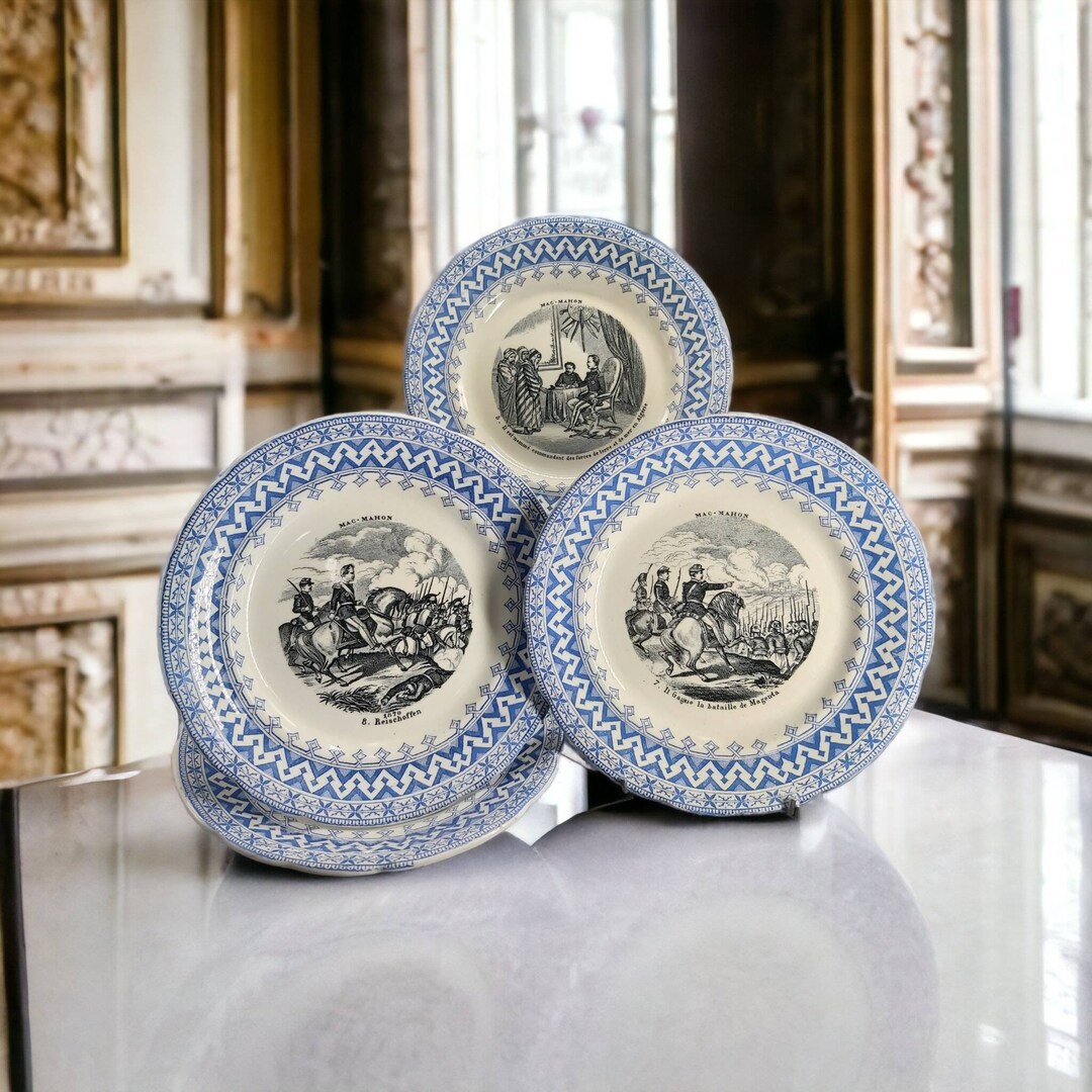 Antique French Military Campaign Talking Plates 'mac-mahon' | Set of 4 ...