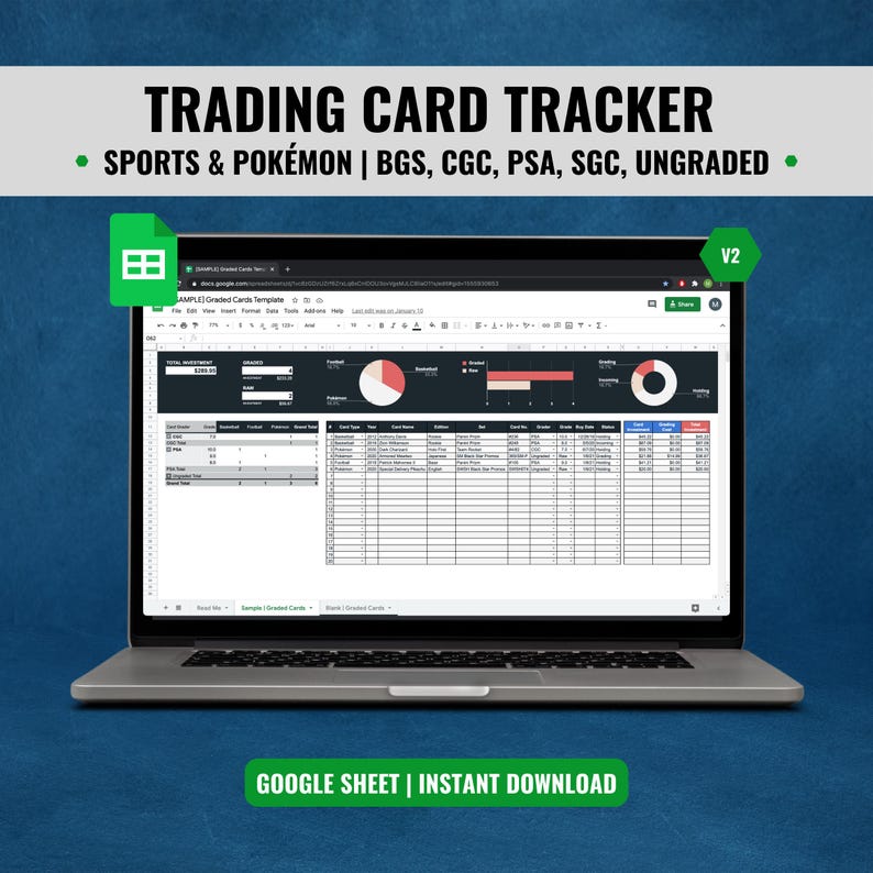2025 Trading Card Spreadsheet Tracker | Graded Card Inventory | BGS ...