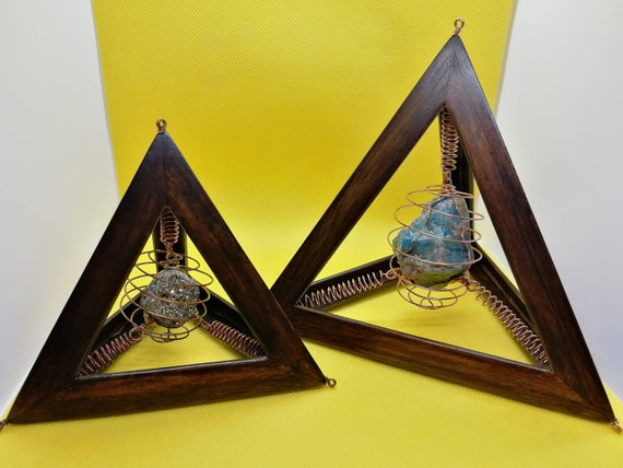 Wooden Pyramid With Pyrite small - Etsy
