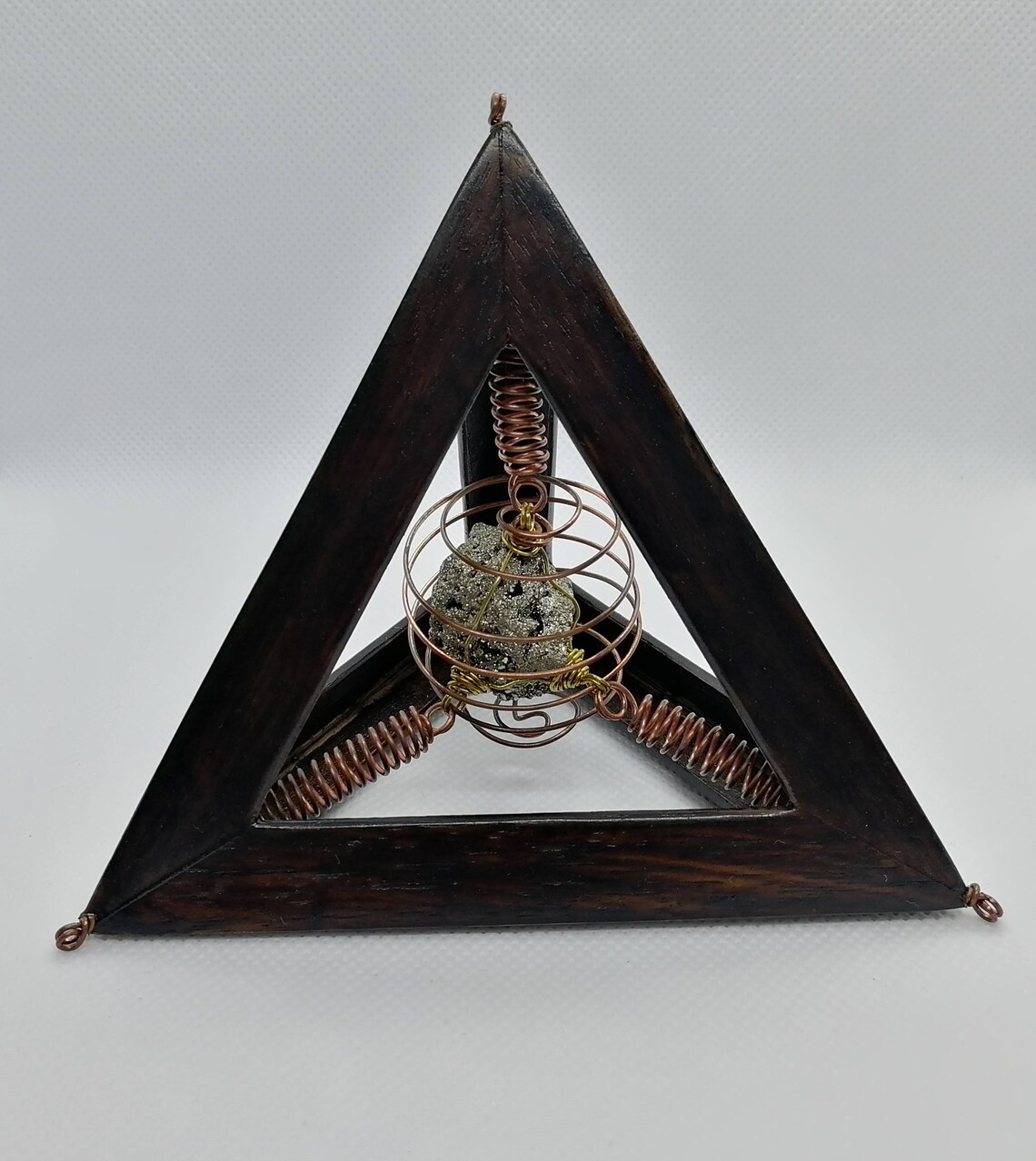 Wooden Pyramid With Pyrite (small) - Etsy