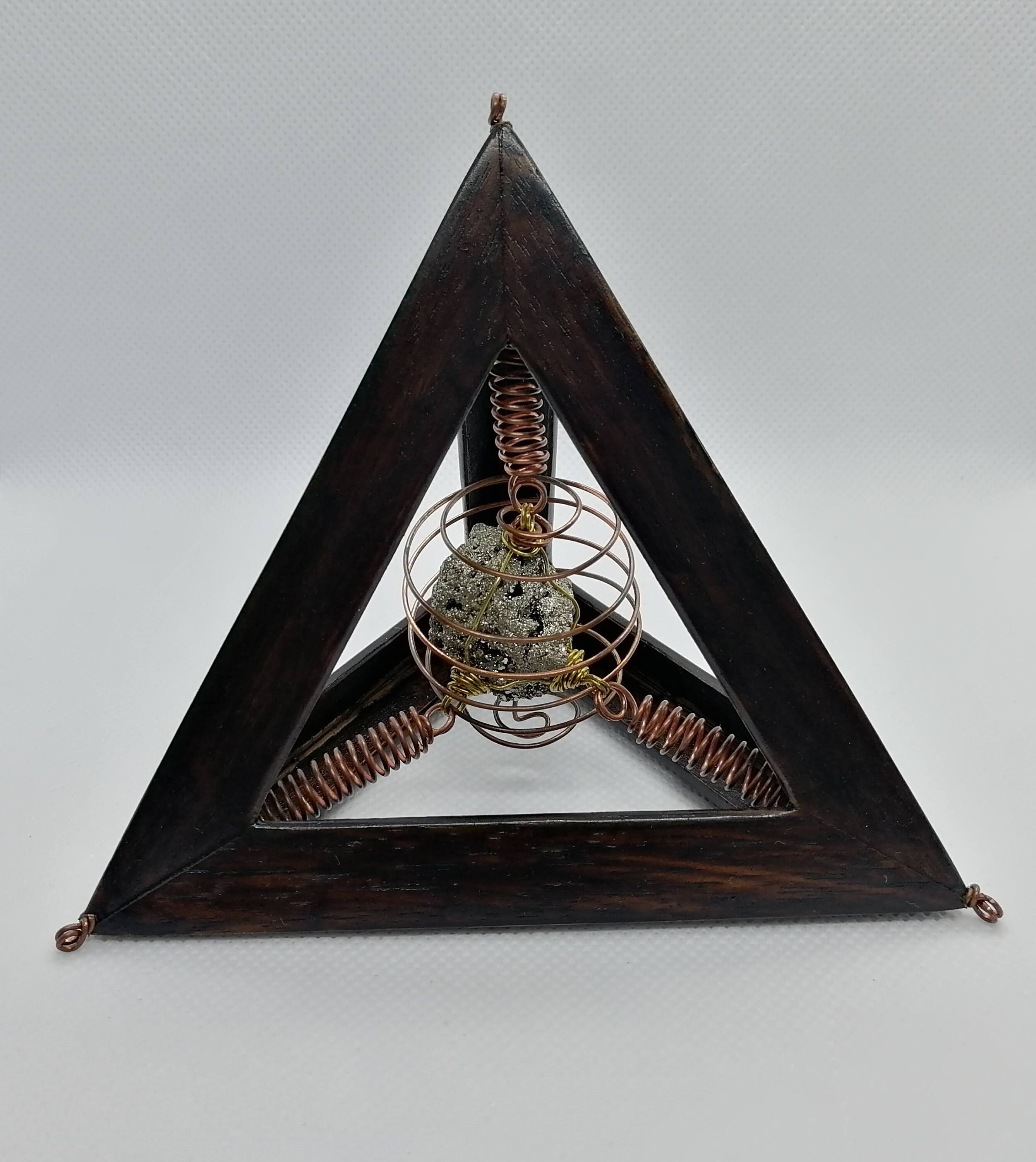 Wooden Pyramid With Pyrite small - Etsy
