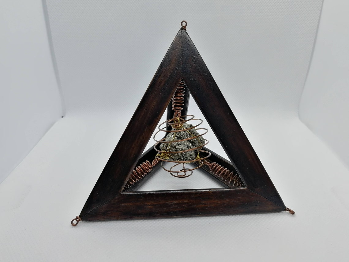 Wooden Pyramid With Pyrite (small) - Etsy