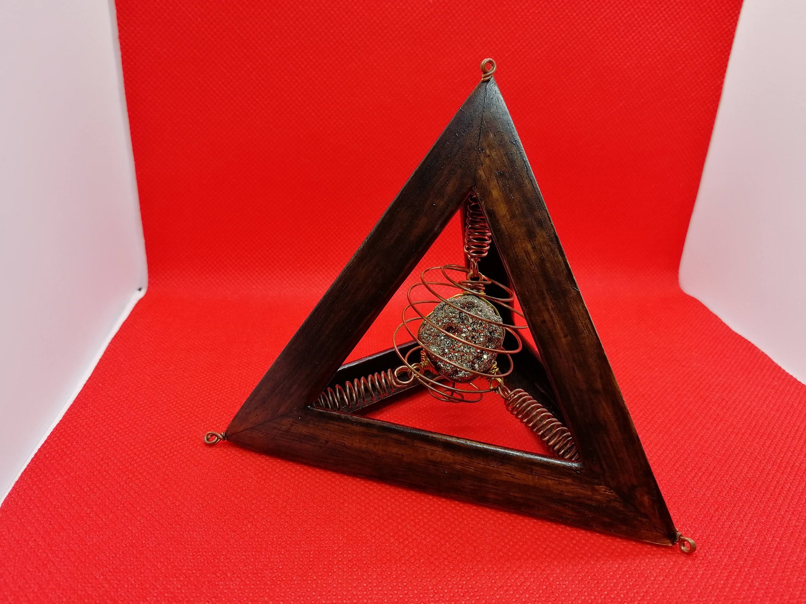 Wooden Pyramid With Pyrite (small) - Etsy