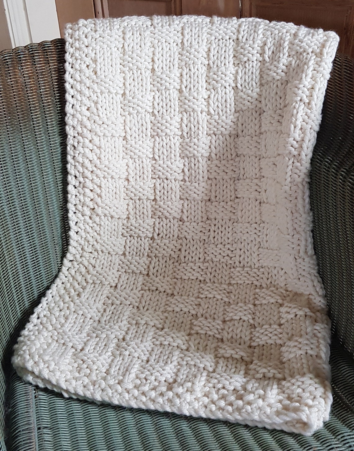 Chunky Basket Stitch Baby Blanket Knitting Pattern (PDF Download) - Etsy