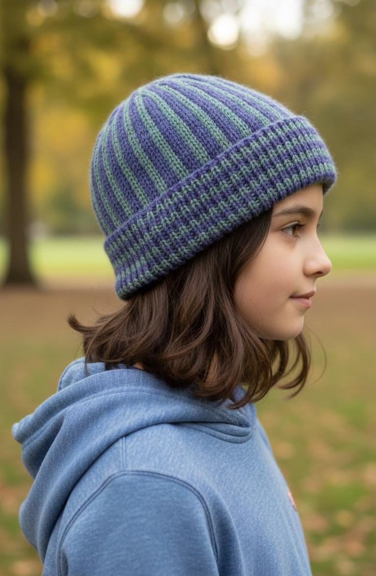 Knitting Pattern for a Two Way Striped Beanie - Toque - Newborn to ...