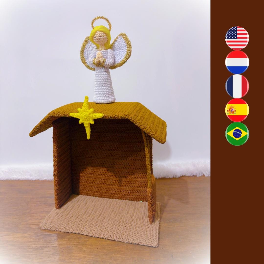 Nativity Stable Crochet Pattern - Nativity Barn Crochet Pattern - Angel ...
