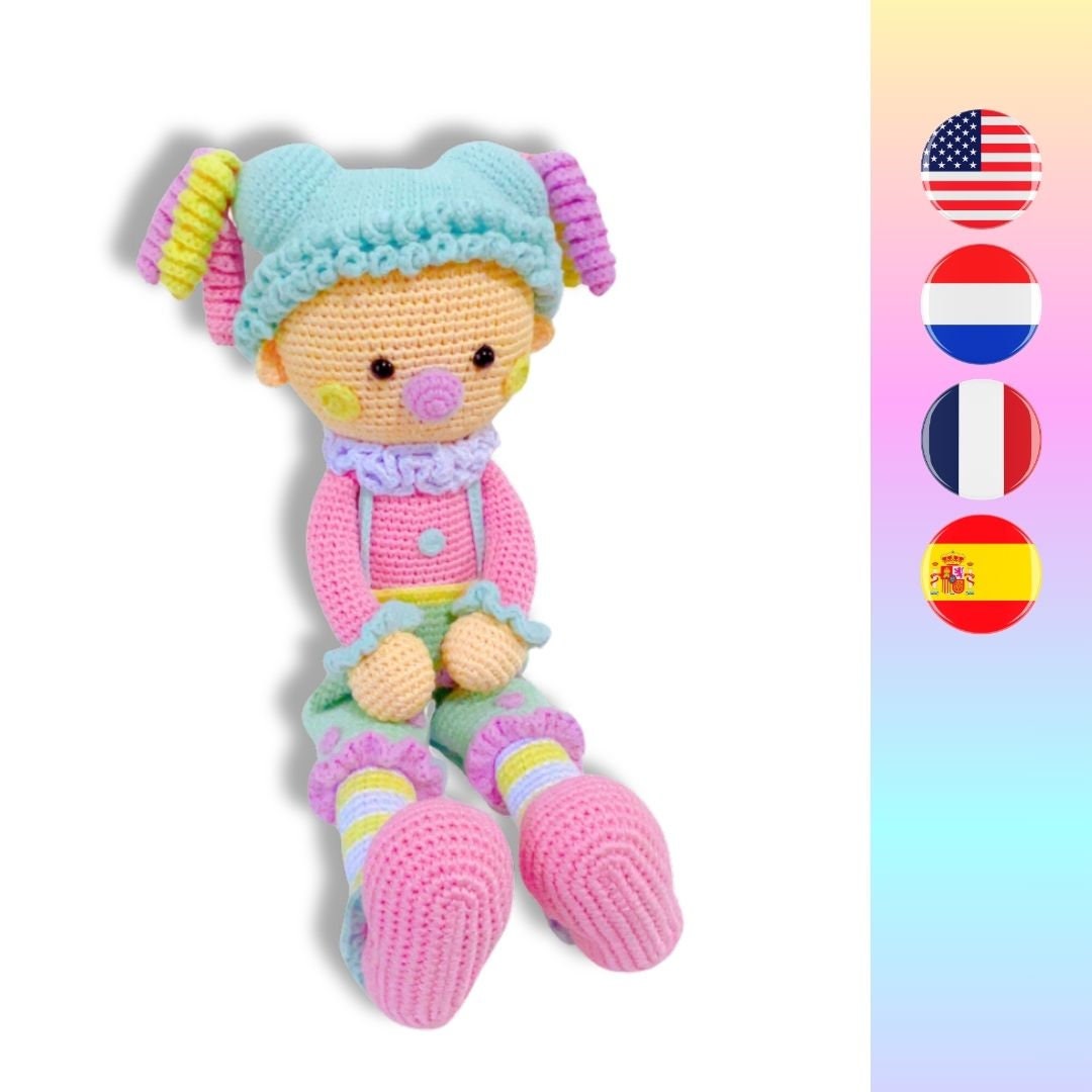 Lola, Clown Edition Crochet Pattern Clown Crochet Pattern Pastel Clown ...