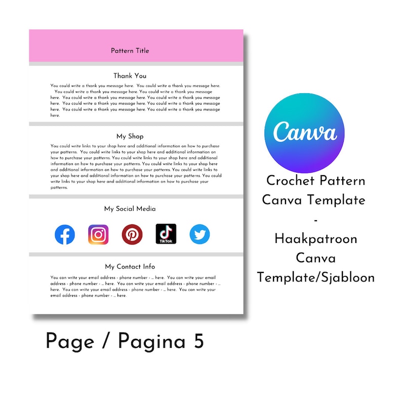 The Crafty Crochet Pattern Canva Editable Template 1 - Etsy
