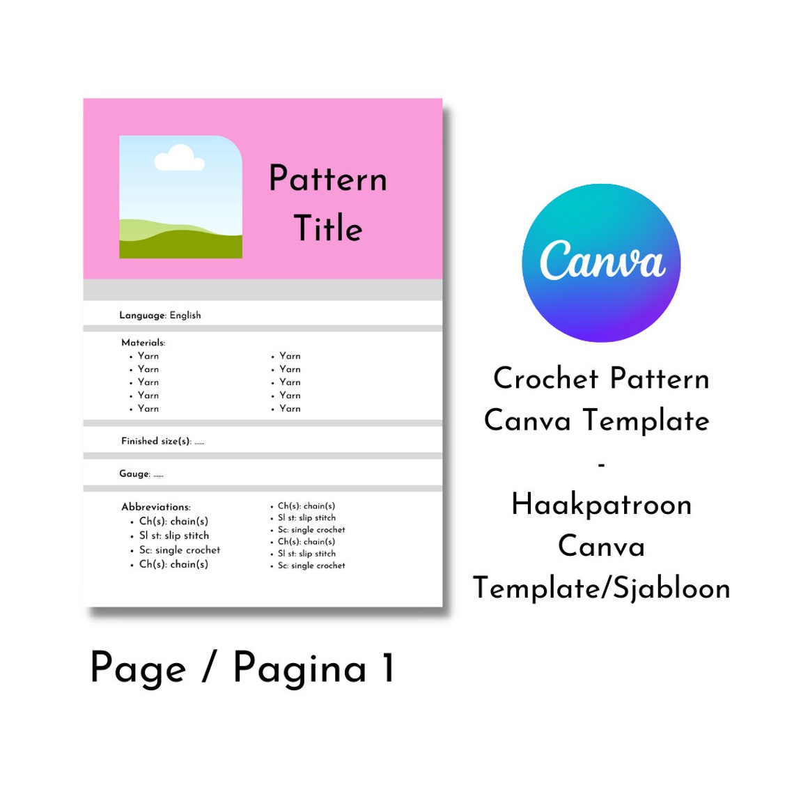 The Crafty Crochet Pattern Canva Editable Template 1 - Etsy