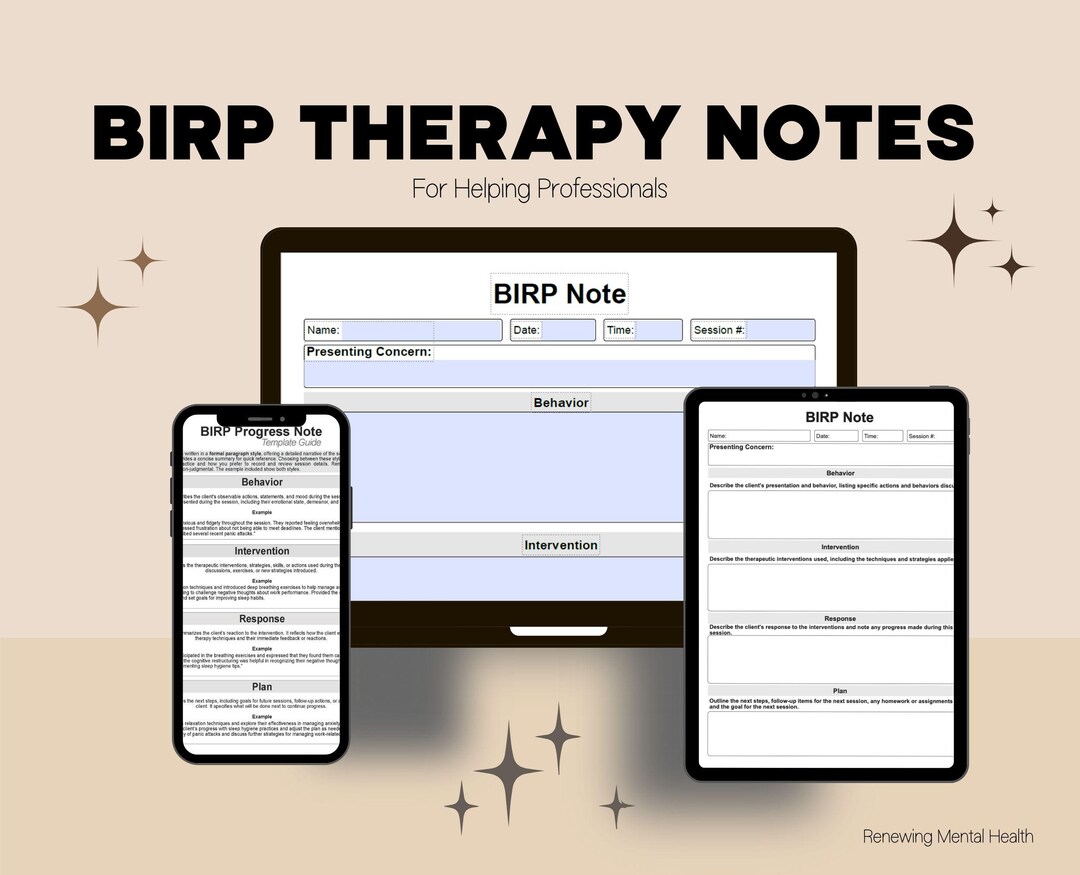 BIRP Therapy Notes – Printable & Fillable PDF - US Letter Size - Etsy