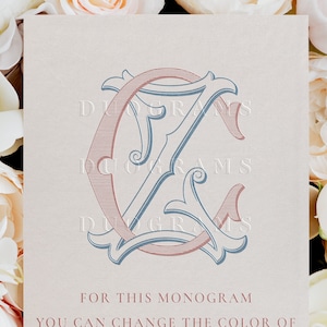 Vintage Wedding Monogram Logo CZ ZC Monogram Wreath SVG - Etsy