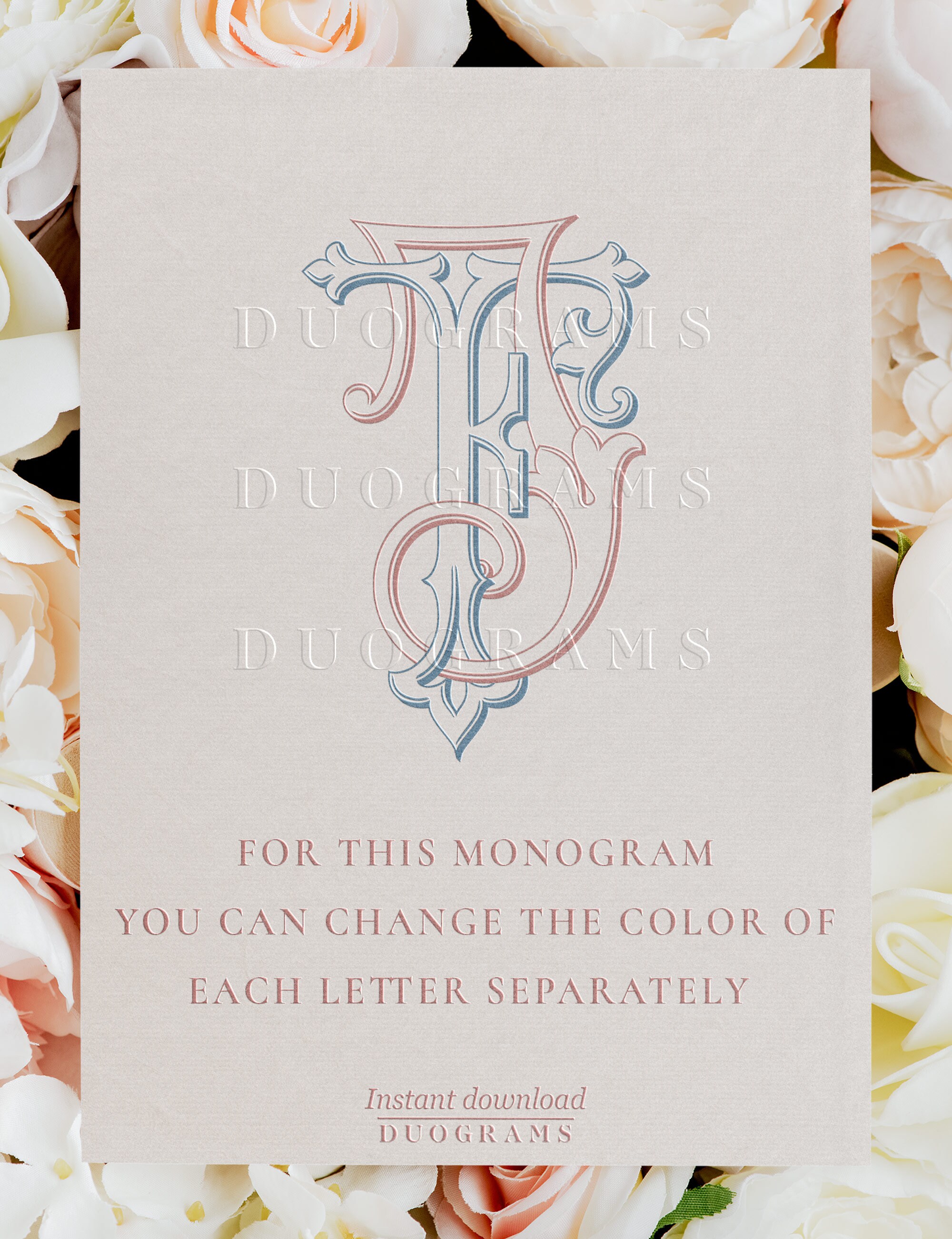 Vintage Monogram Logo Design JF FJ Monogram Wreath SVG Digital Download ...