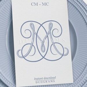 Vintage Monogram Logo Design CM MC Monogram Wreath SVG Digital Download ...
