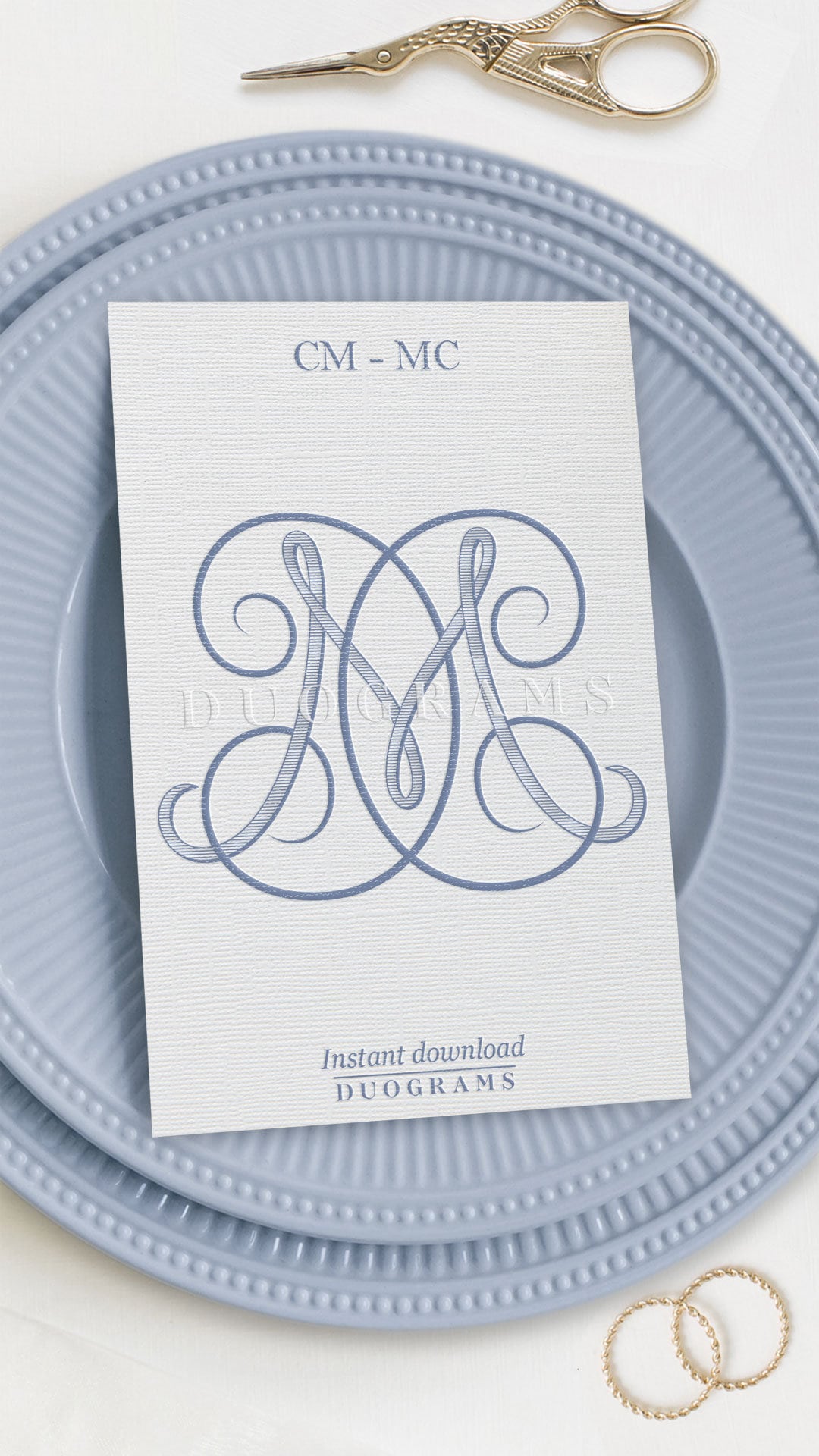 Vintage Monogram Logo Design CM MC Monogram Wreath SVG Digital Download ...
