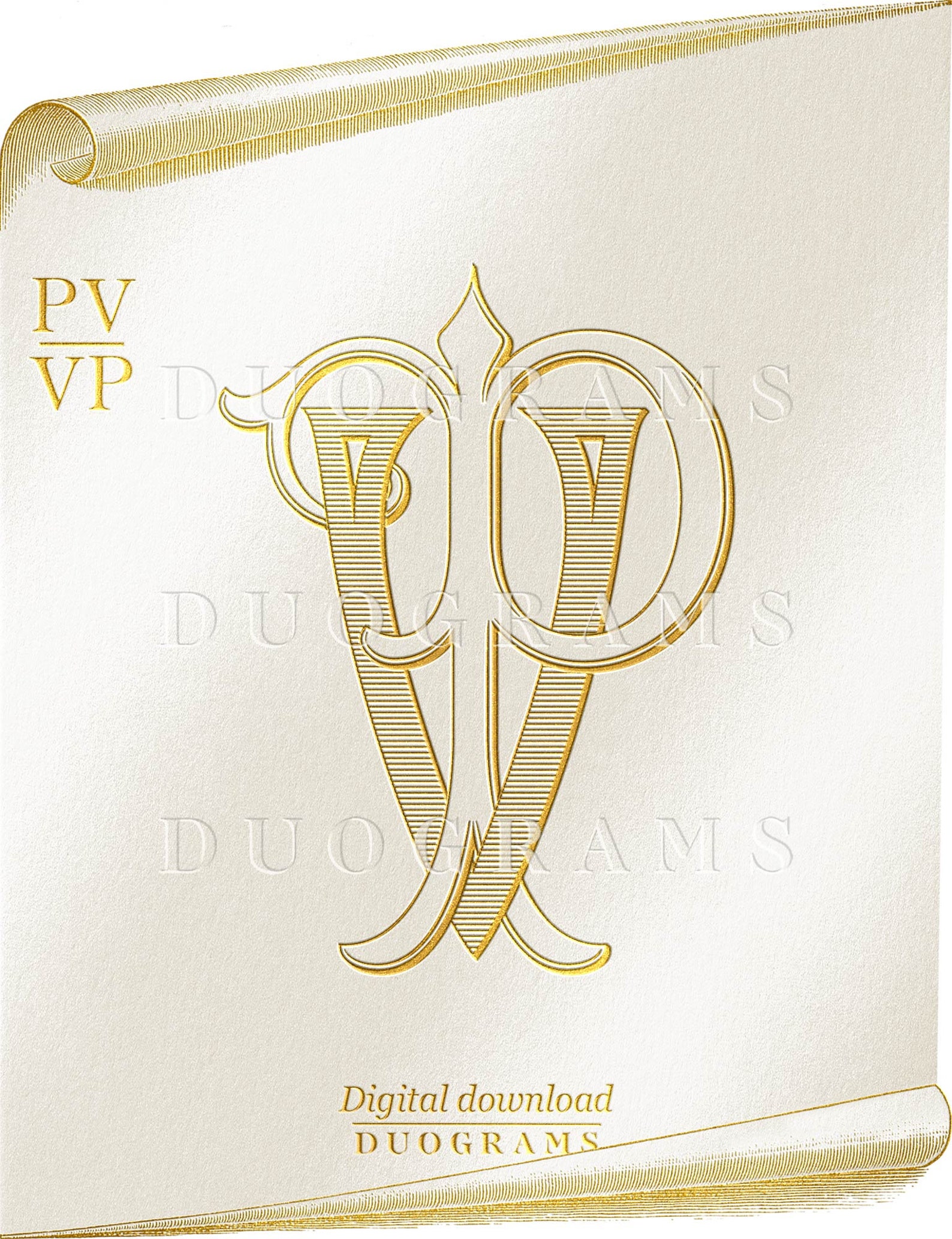 PV VP Vintage Wedding Monogram Logo P V Duogram V P Intertwined ...