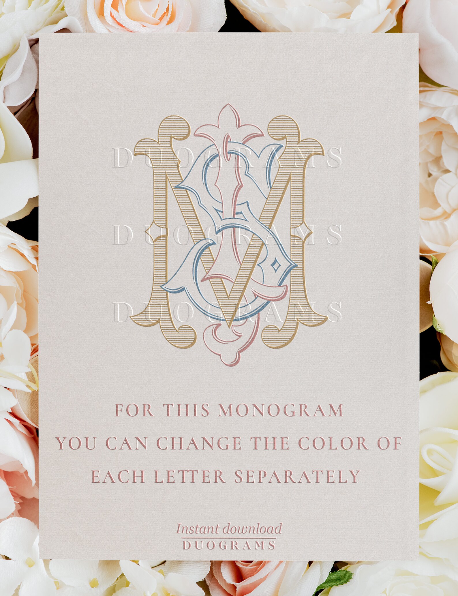 3 Letter Wedding Monogram Logo Design SJM JSM MSJ Etc...instant ...