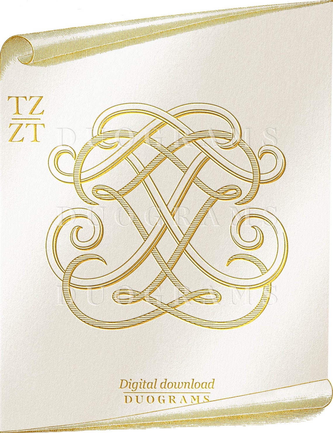 TZ ZT Wedding Monogram Logo Design T Z Two Letter Monogram Initials T Z ...