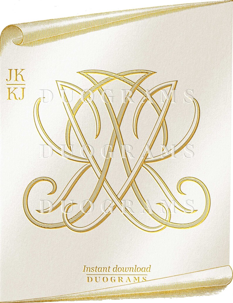 JK - KJ Vintage Monogram - Wedding Monogram - Digital - SVG - Double ...
