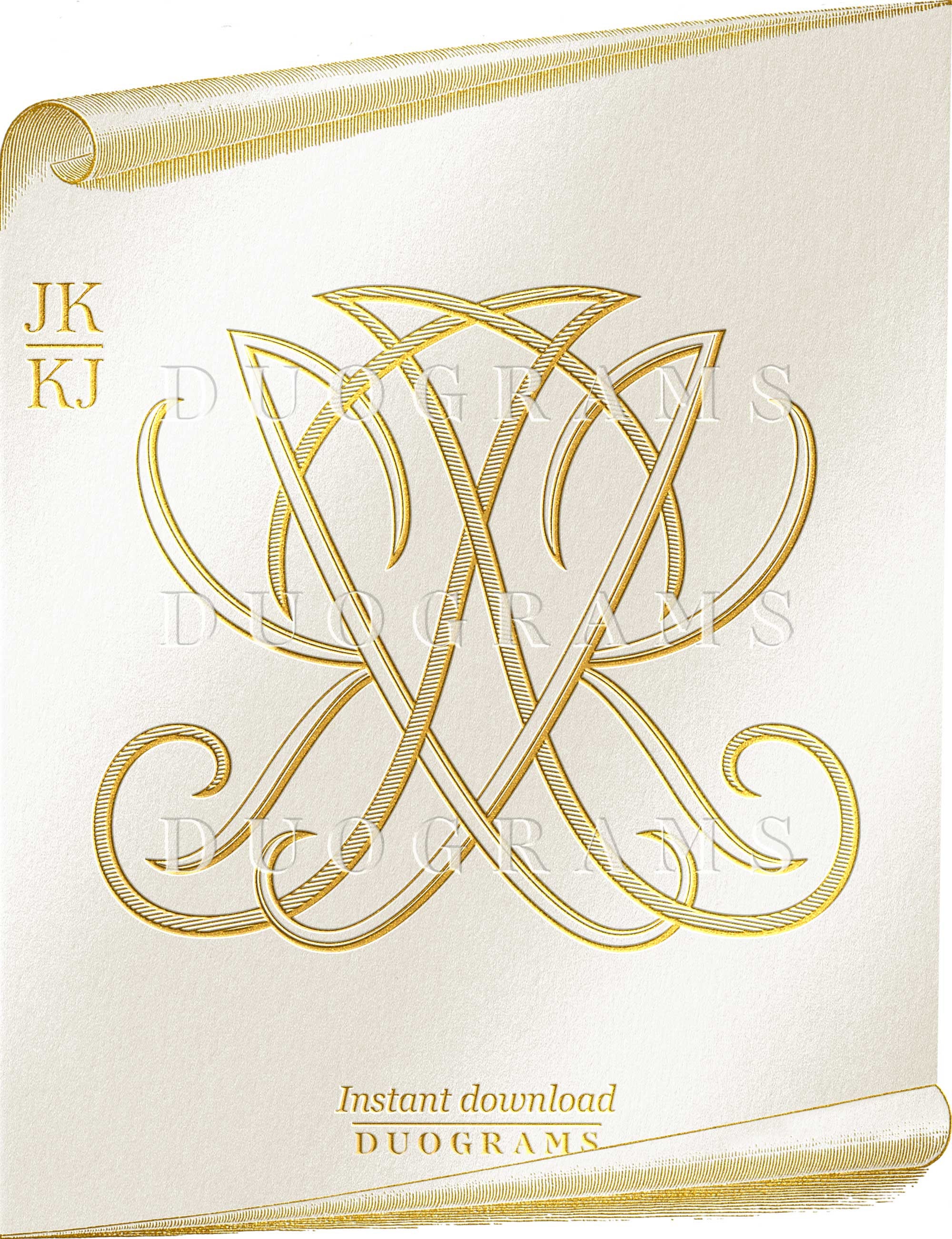 JK - KJ Vintage Monogram - Wedding Monogram - Digital - SVG - Double ...