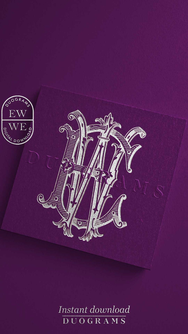 Two Letter Monogram EW or WE Wedding Monogram Logo Design E W Duogram ...