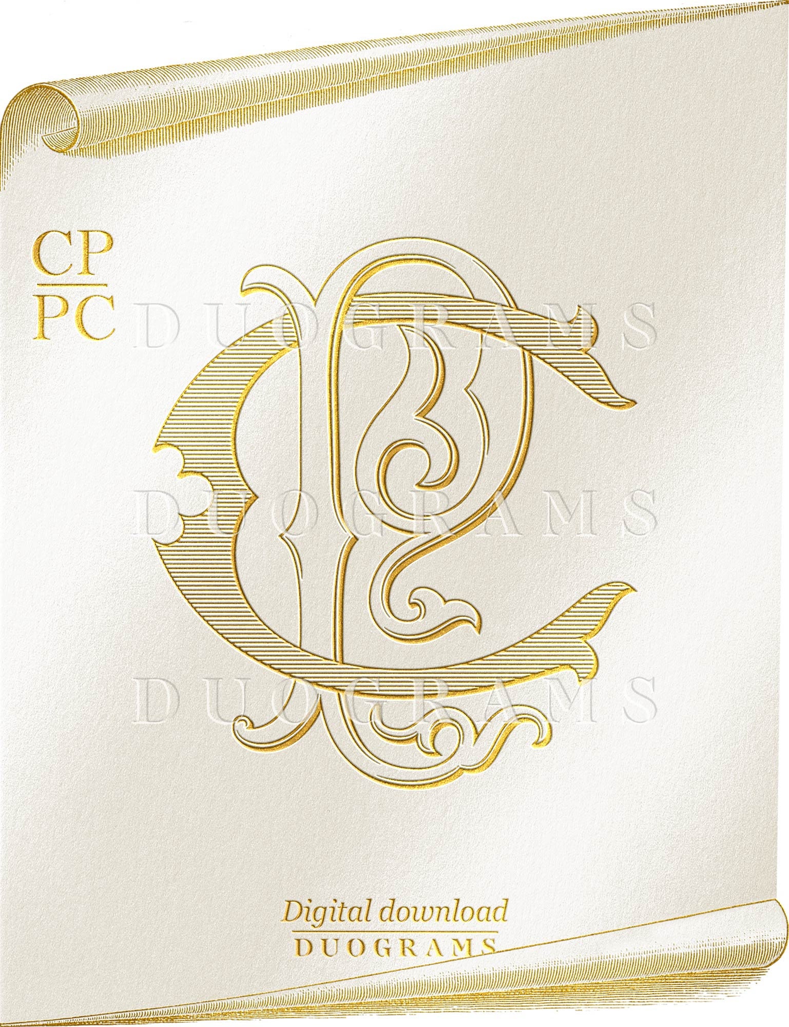 CP PC Vintage Wedding Monogram Logo Design C P Two Letter Monogram M C ...