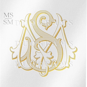 Classic Wedding Monogram Logo Design MS or SM Duogram M S Interlocking ...