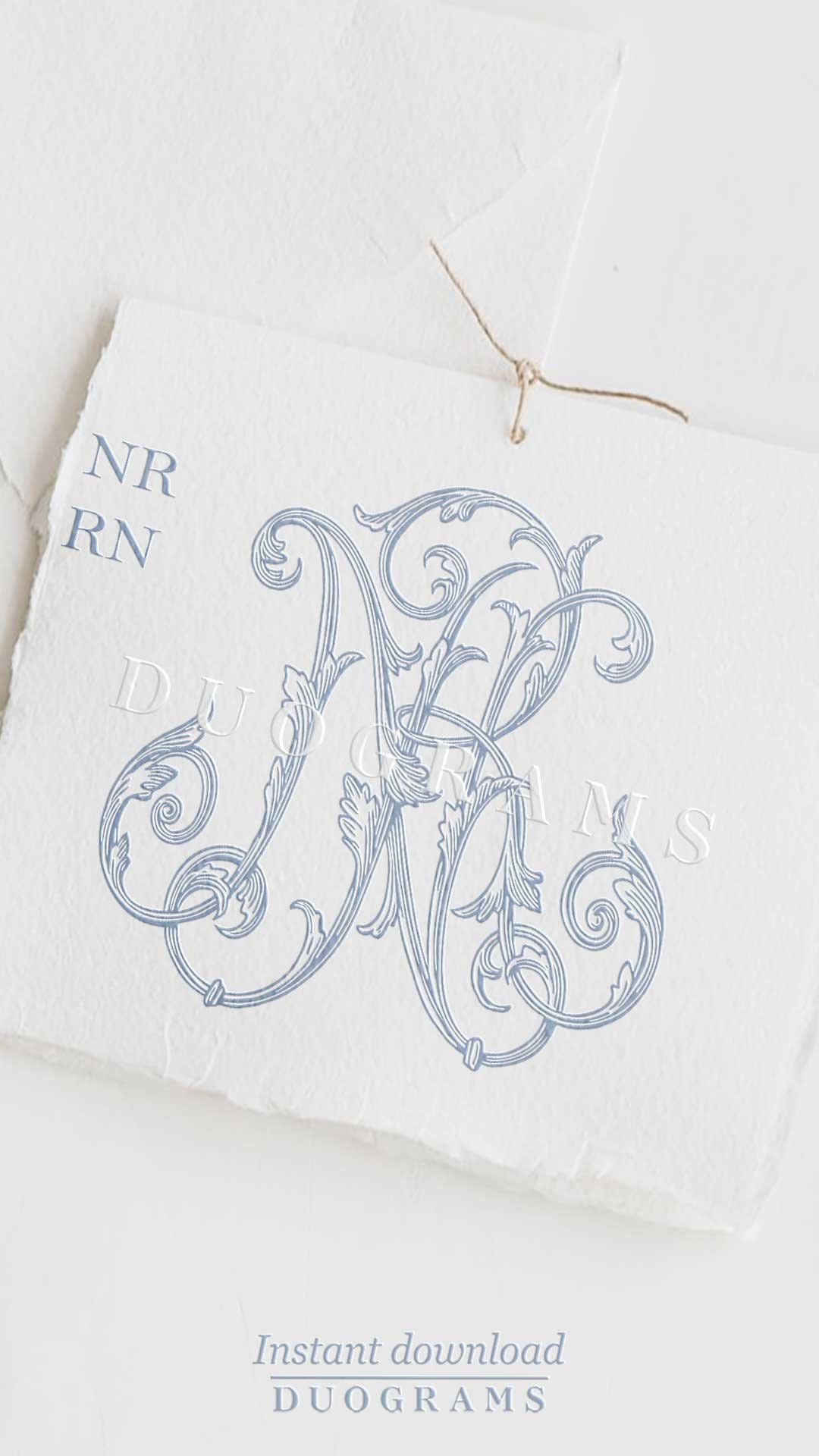 NR RN Wedding Monogram Logo Design N R Two Letter Monogram R N Digital ...