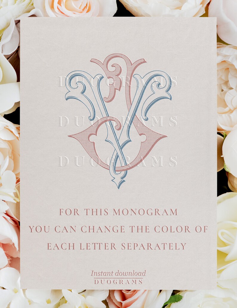 Vintage Wedding Monogram Logo JV VJ Digital Download - Etsy