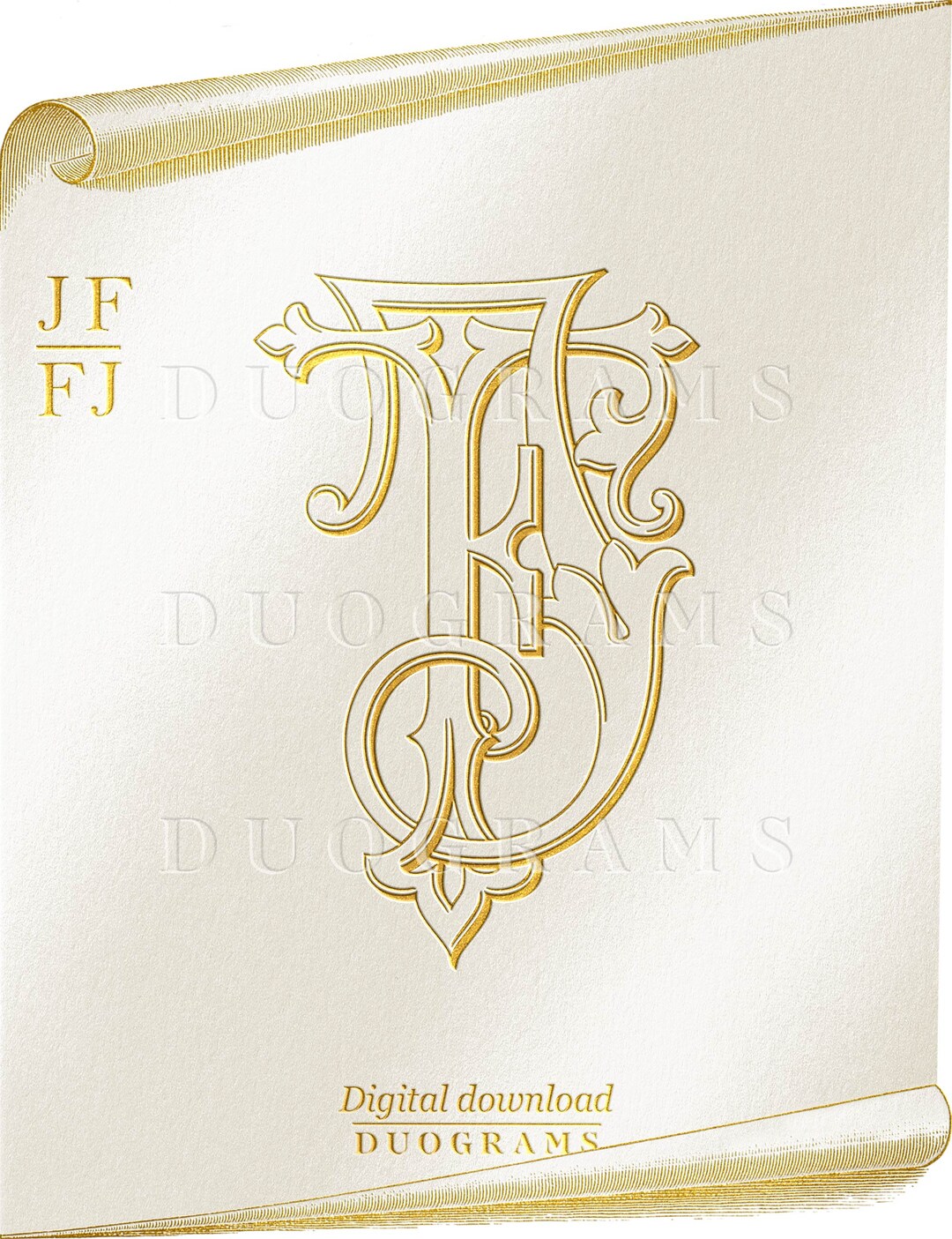 Vintage Monogram Logo Design JF FJ Monogram Wreath SVG Digital - Etsy