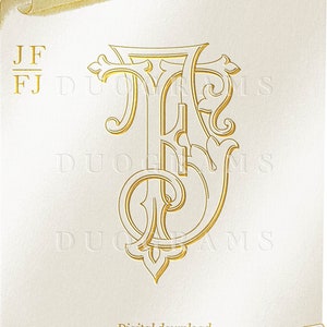 Vintage Monogram Logo Design JF FJ Monogram Wreath SVG Digital Download ...