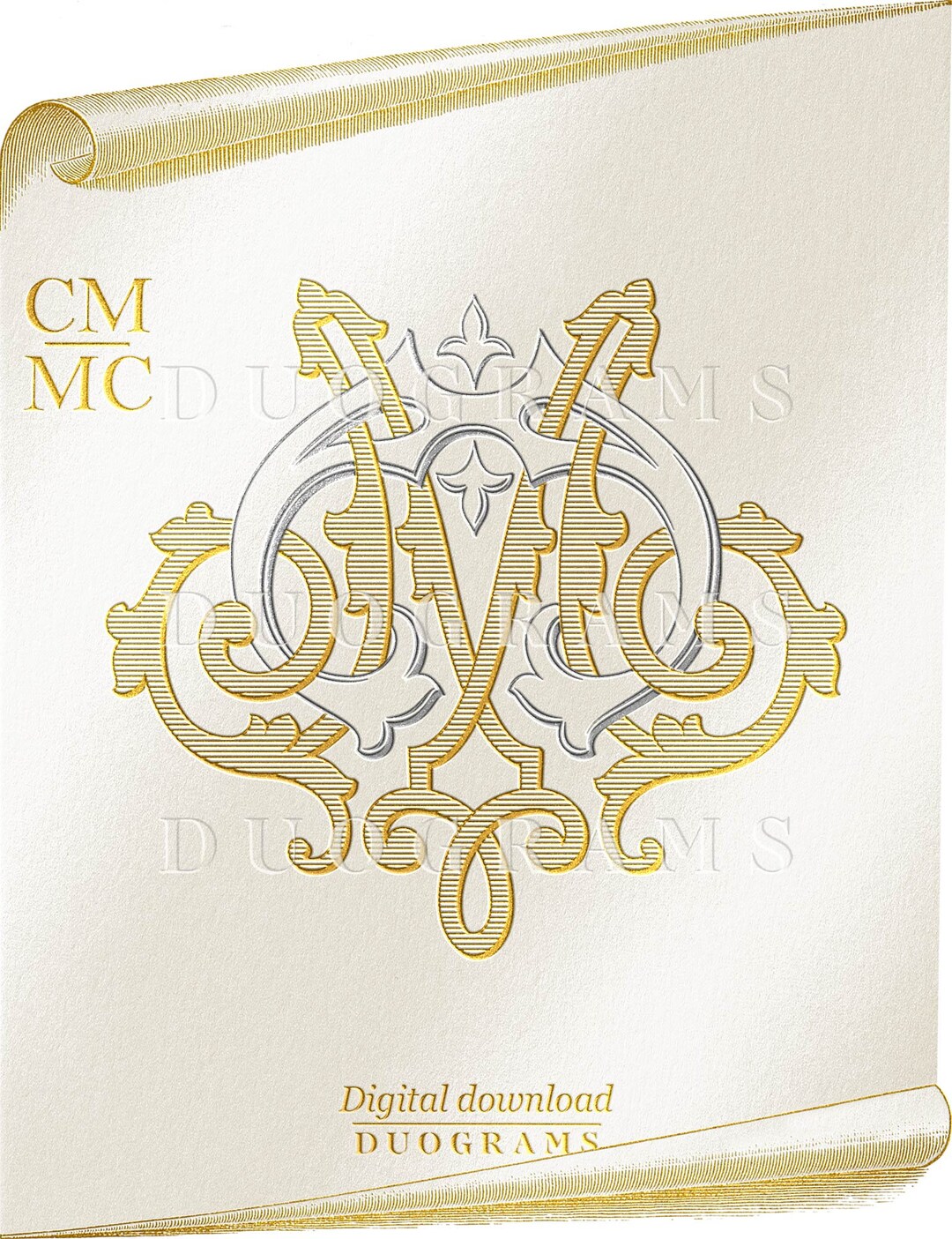 CM MC Wedding Monogram Logo Design C M Two Letter Monogram M C Digital ...