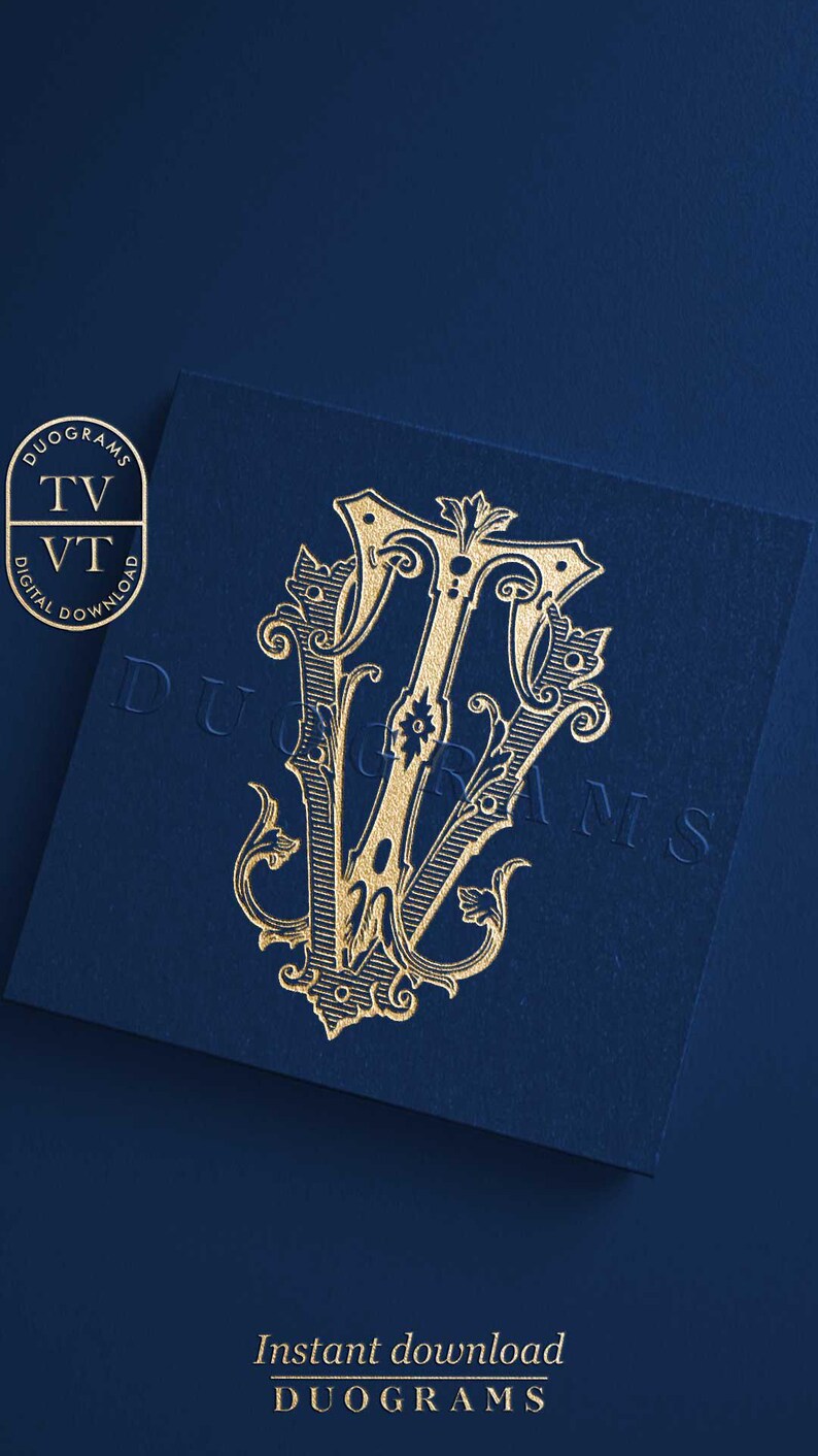 TV VT Vintage Wedding Monogram Logo Design SVG 2-letter Monogram T V ...