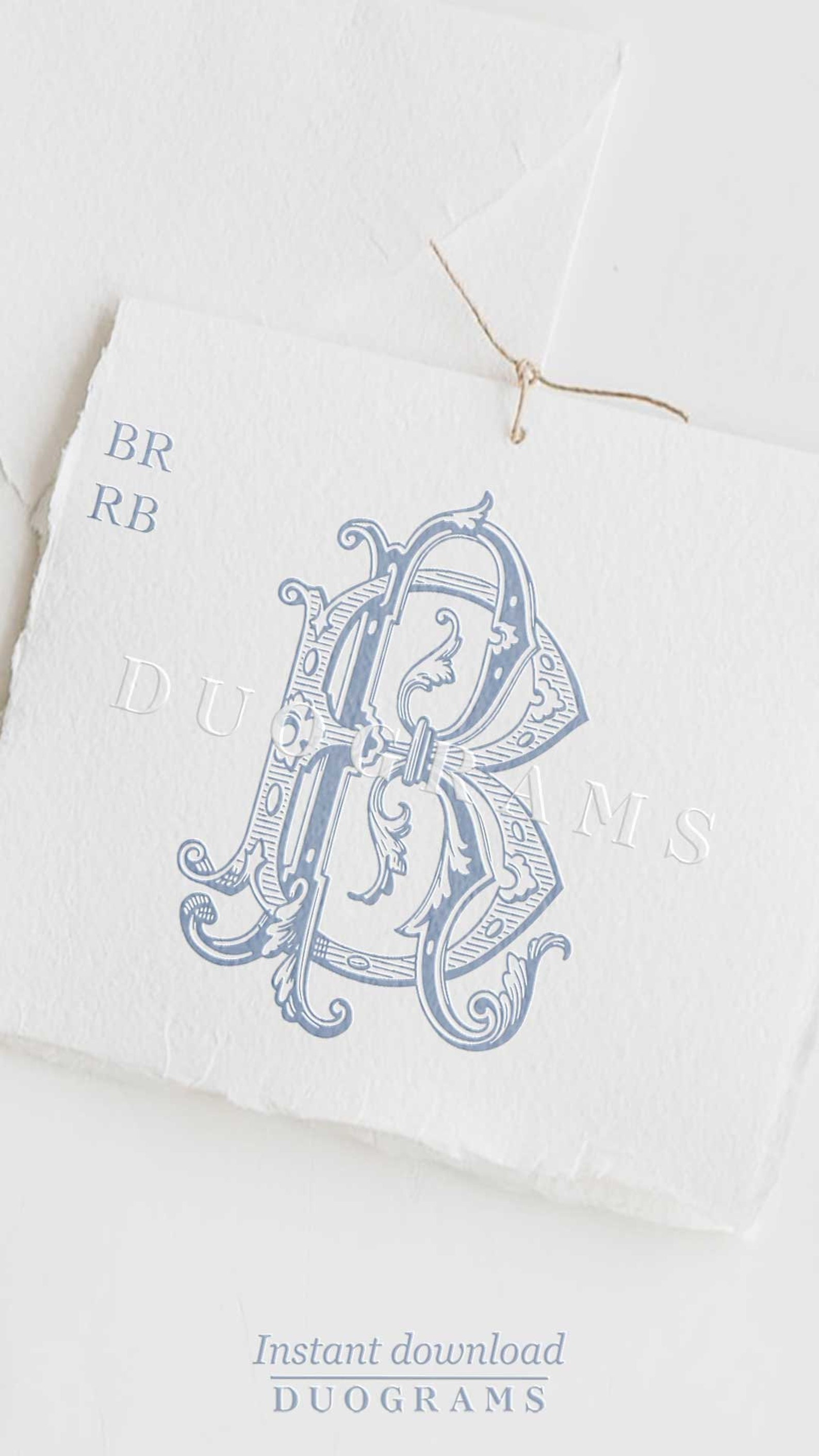 Vintage Monogram Logo BR or RB Interlocking Monogram Design B R Wedding ...
