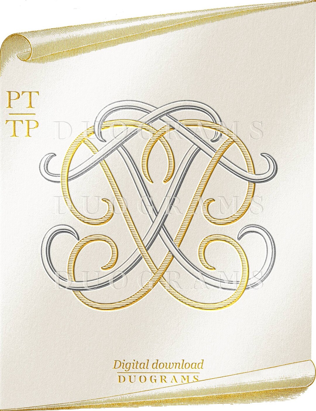 Wedding Monogram Logo Design PT TP Monogram Wreath SVG - Etsy