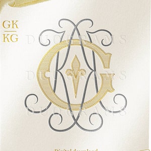 Vintage Monogram Logo Design GK KG Monogram Wreath SVG Digital Download ...