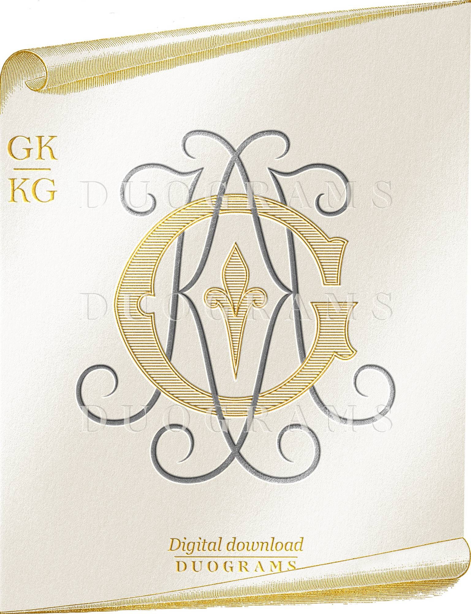 Vintage Monogram Logo Design GK KG Monogram Wreath SVG Digital Download ...
