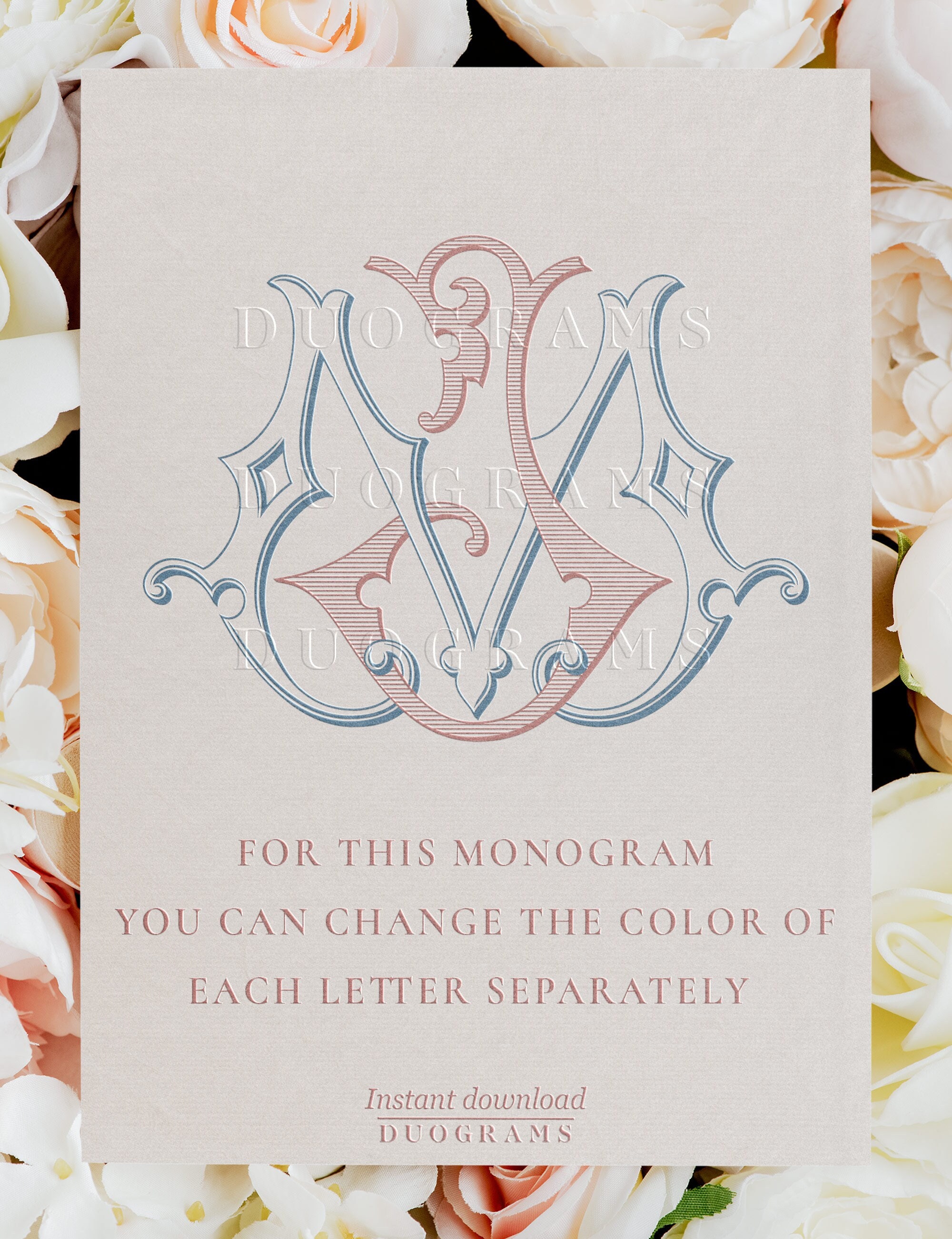 Vintage Wedding Monogram JM MJ Monogram SVG - Etsy