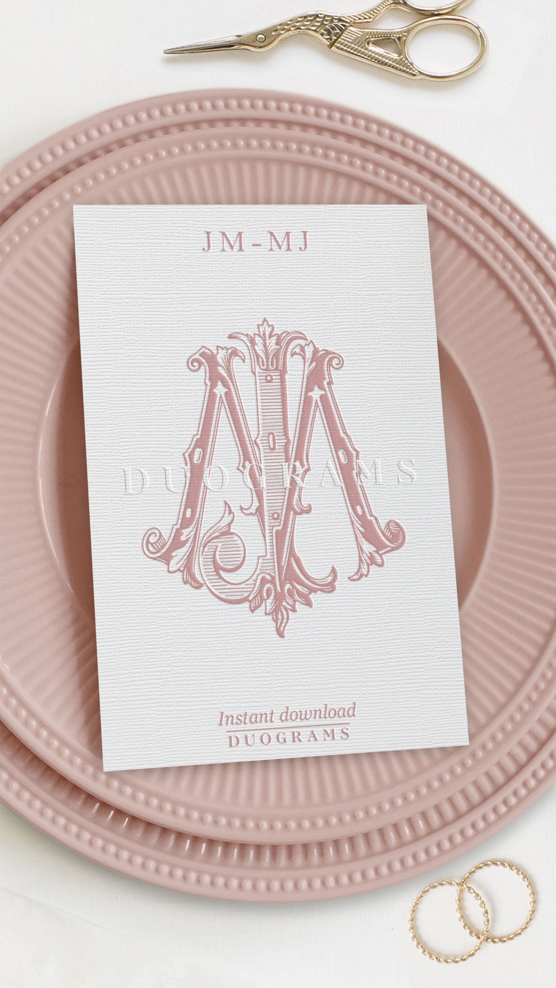 Wedding Monogram Logo JM or MJ Two Letter Monogram Design J M ...