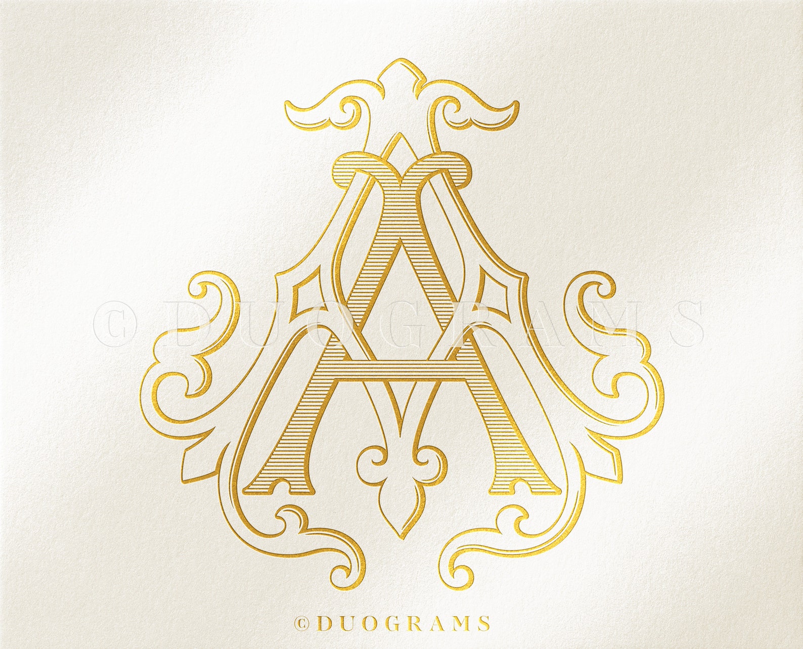 Antique Duogram AA Wedding Monogram Vintage Monogram | Etsy