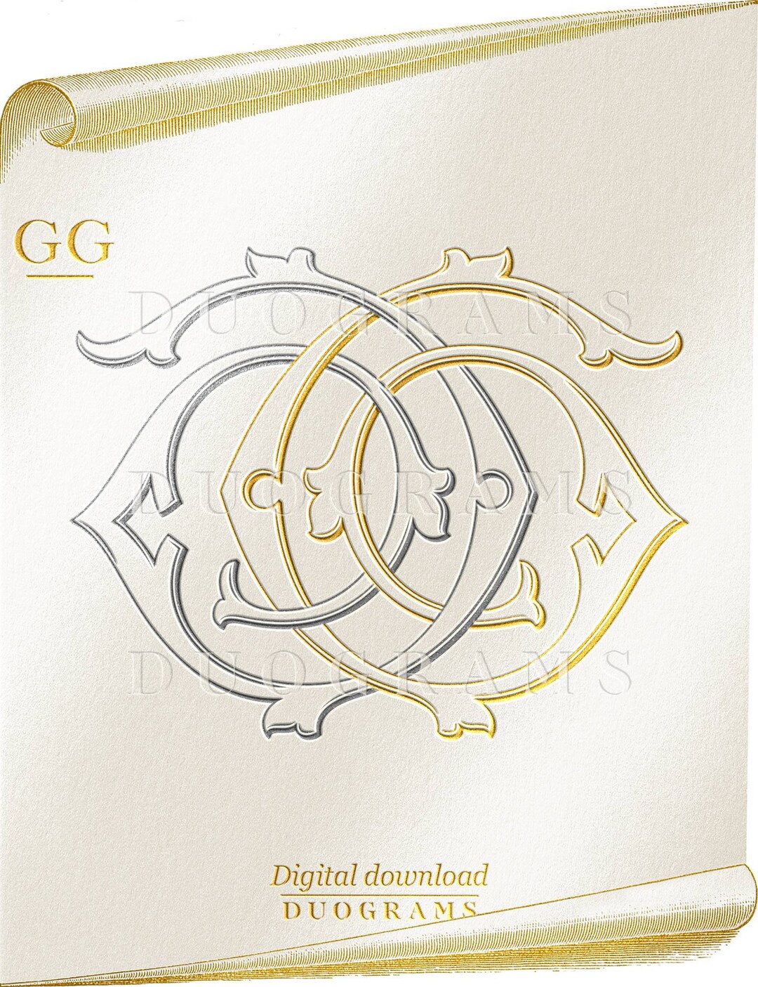 Double G Wedding Monogram Letters Design GG Digital Download SVG + 2 ...