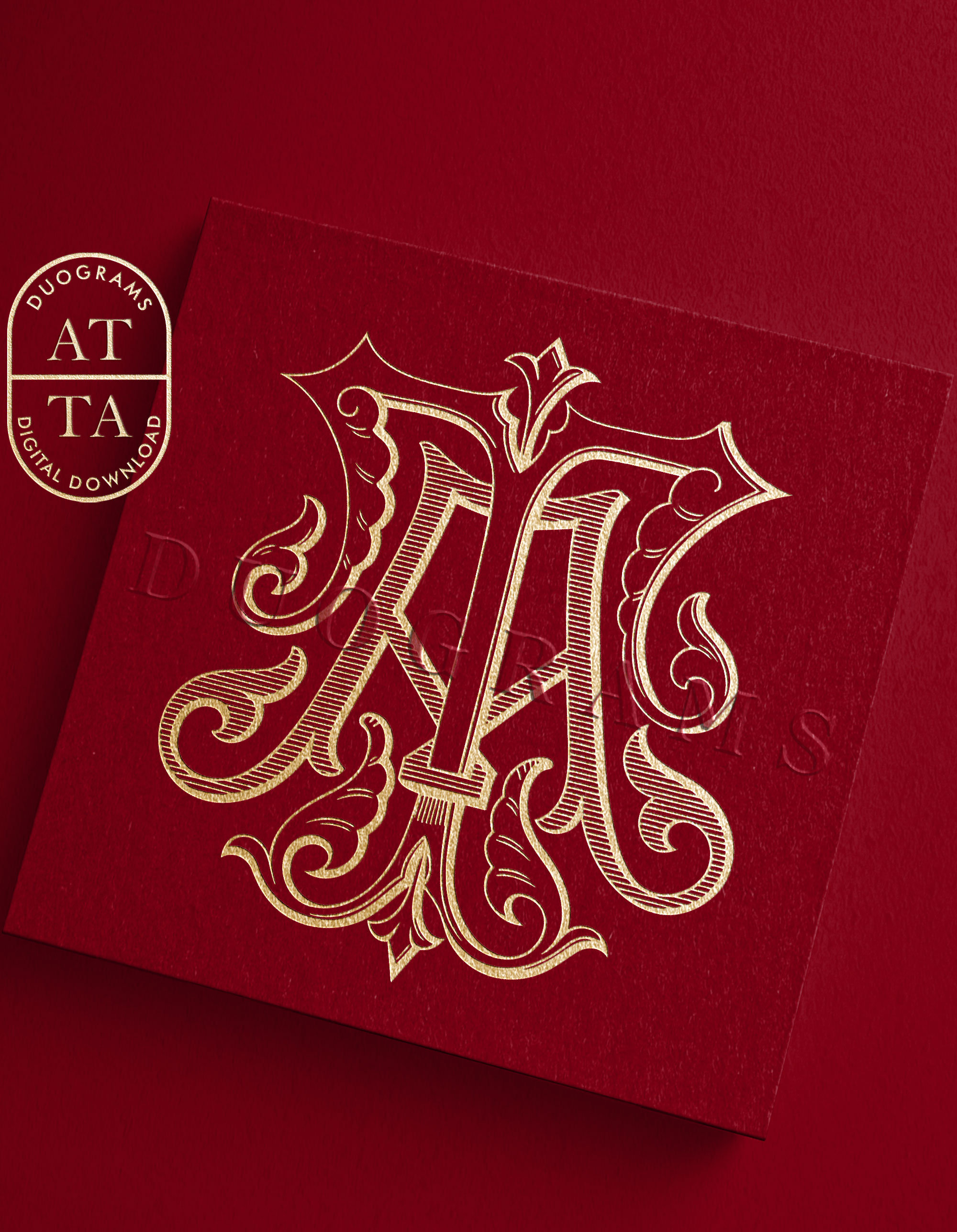 AT TA Vintage Wedding Monogram Logo Design A T Two Letters Monogram SVG ...