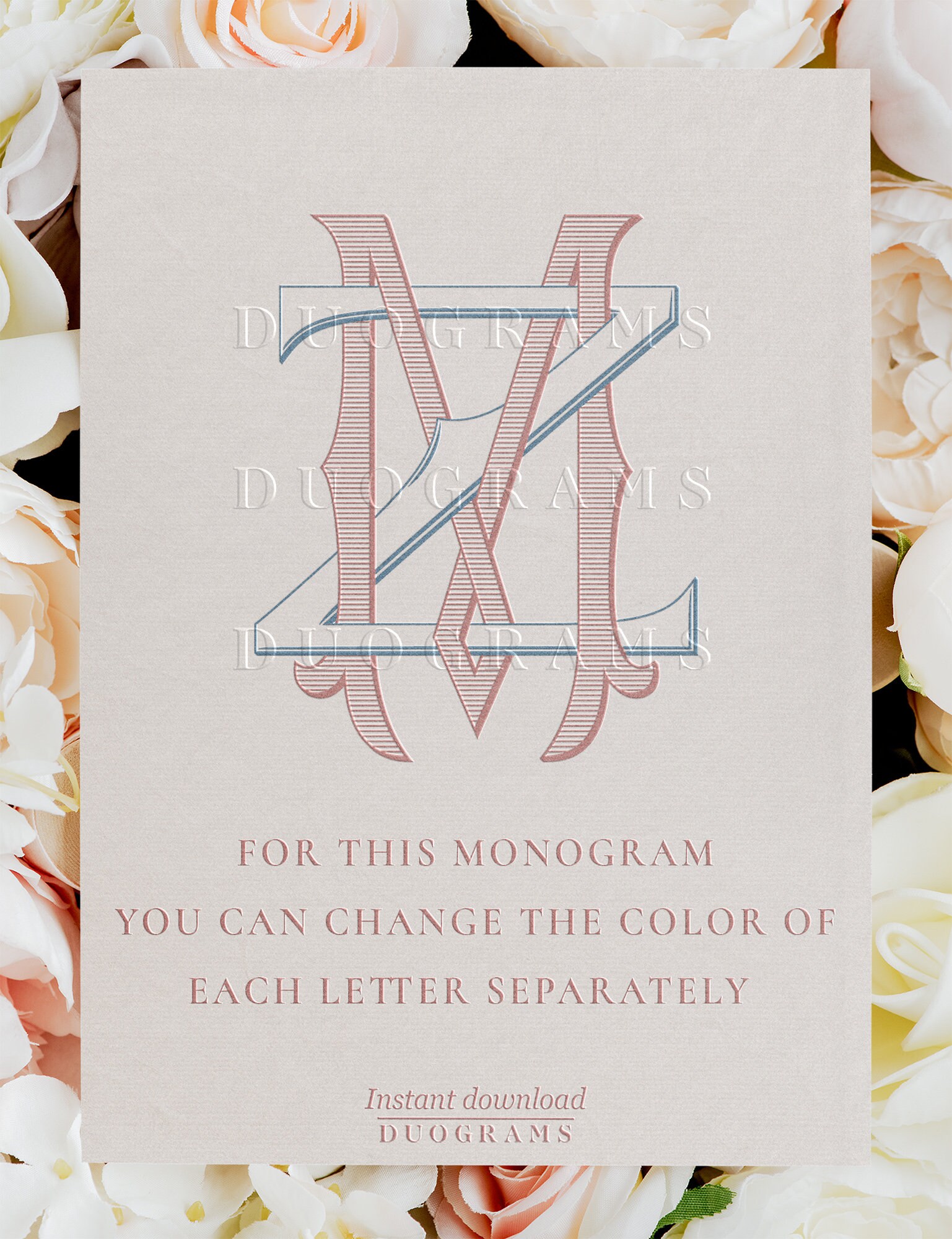 MZ ZM Wedding Monogram Logo Design M Z Two Letter Monogram Initials + 2 ...