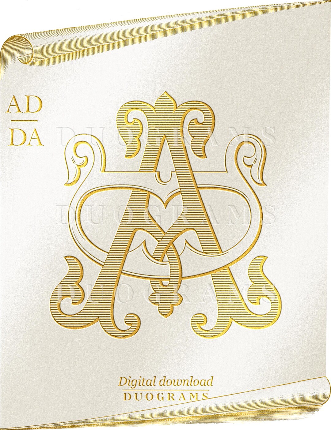 Vintage Monogram - AD - DA - Digital - Wedding Monogram - SVG - Etsy