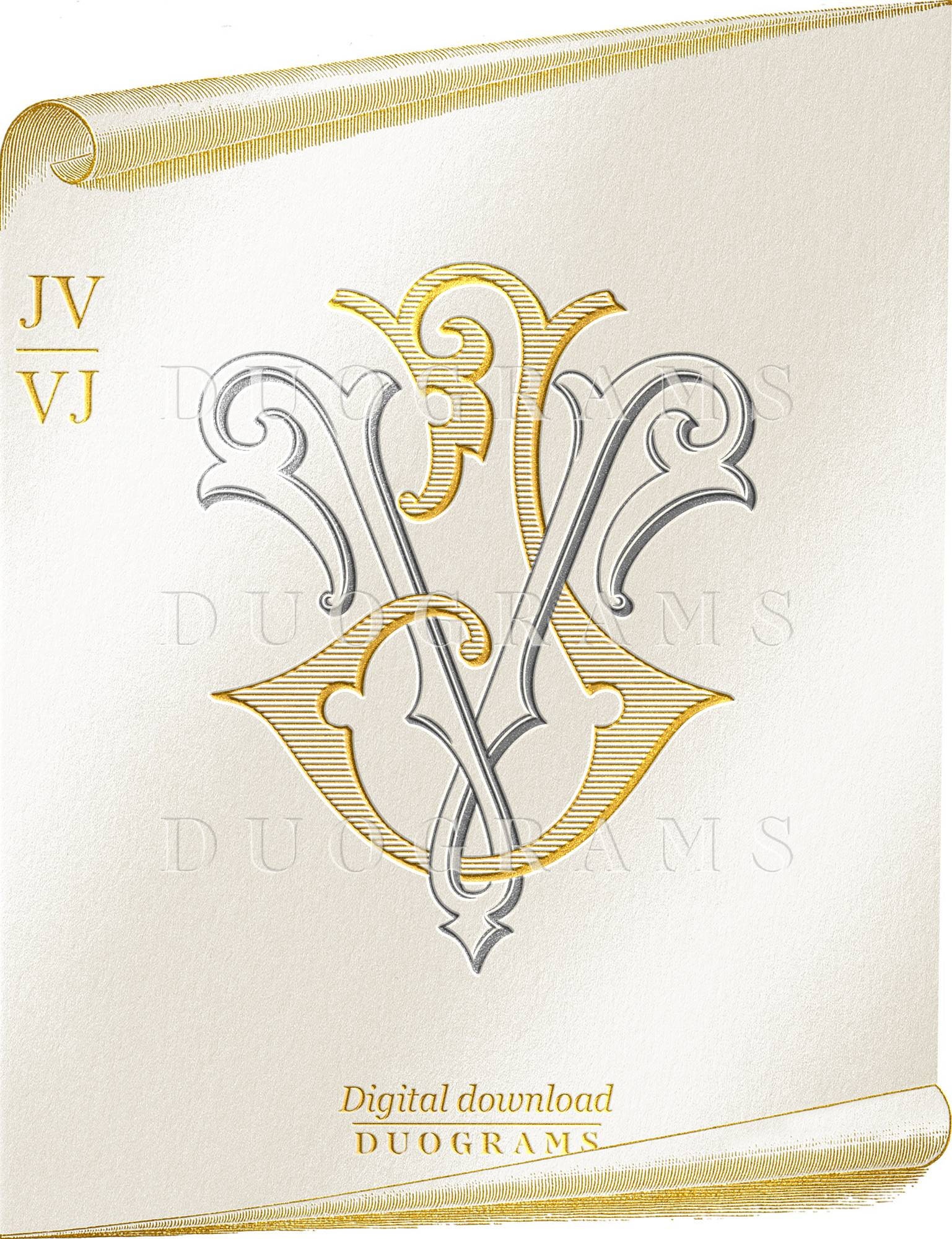 Vintage Wedding Monogram Logo JV VJ Digital Download - Etsy