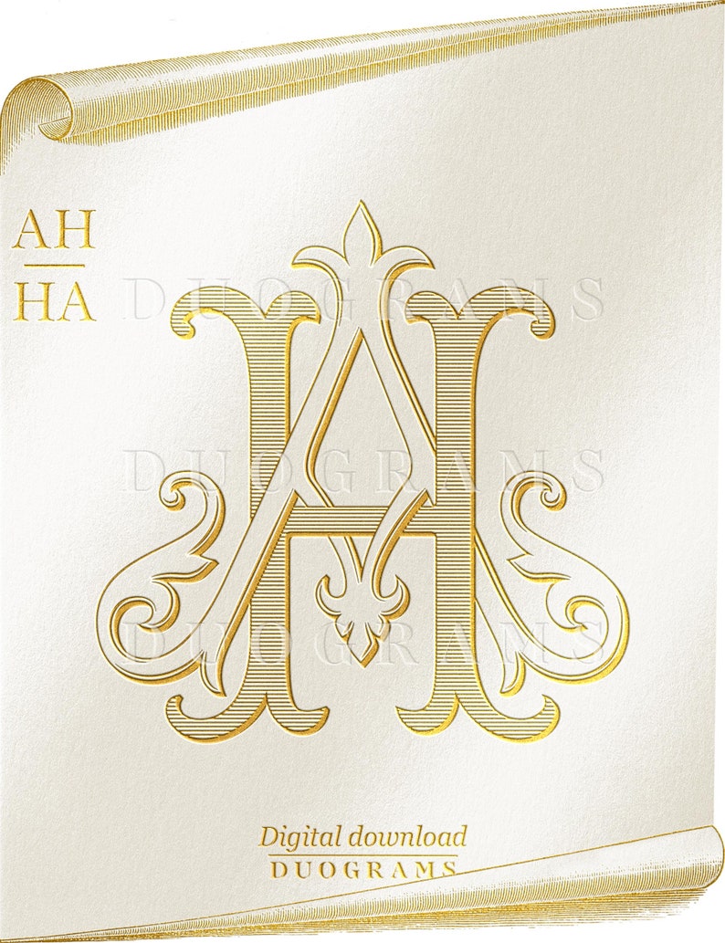 Vintage Wedding Monogram Logo AH HA Digital Download - Etsy